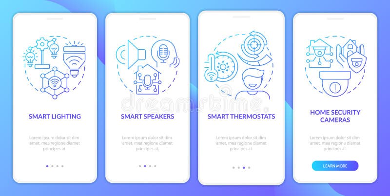 Smart Home Gear Blue Gradient Onboarding Mobile App Screen Stock Vector ...