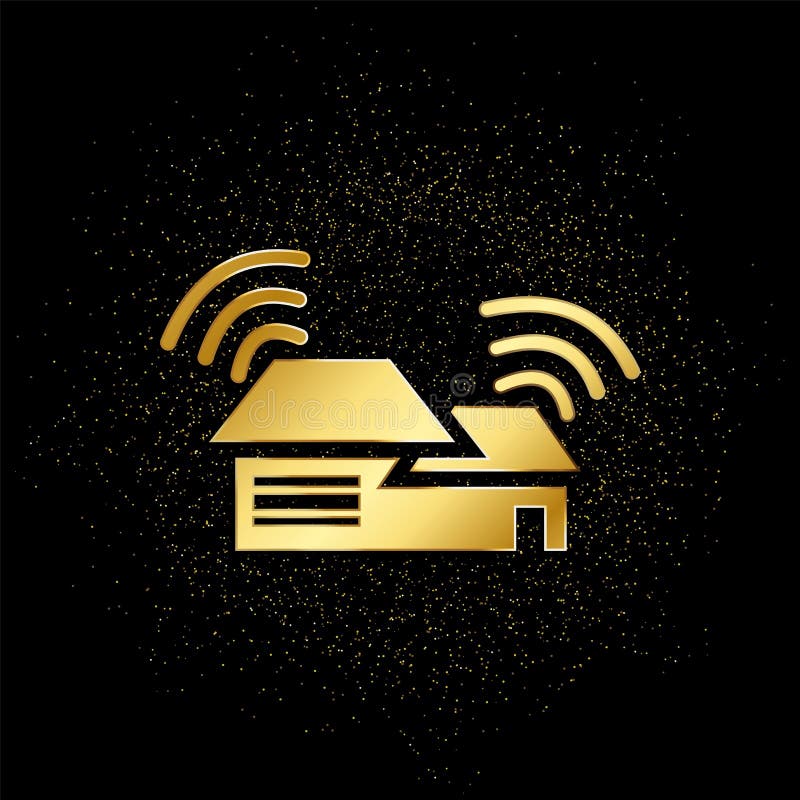 Smart Home Gold Icon. Vector Illustration of Golden Particle Background ...