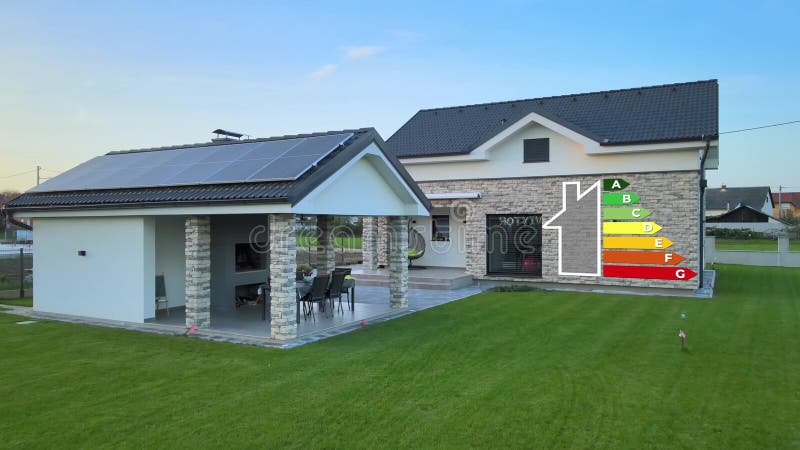 Smart Home with Graphic of Energy Efficiency. Minimal Energy ...