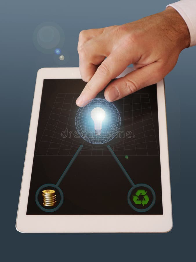Smart Home Hand Using Tablet with Smart Home Application on Screen ...