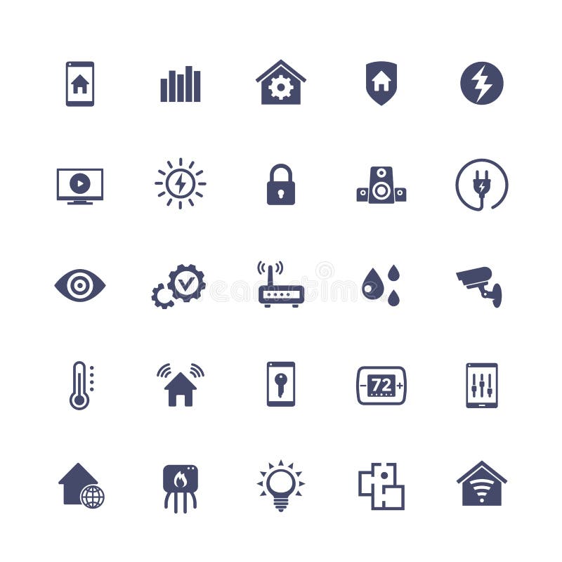 Smart Home, House Automation System Icons Set Stock Vector ...