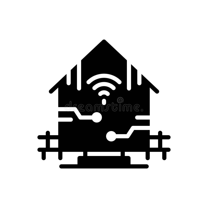 Black Solid Icon for Smart Home, Smart and Safety Stock Illustration ...