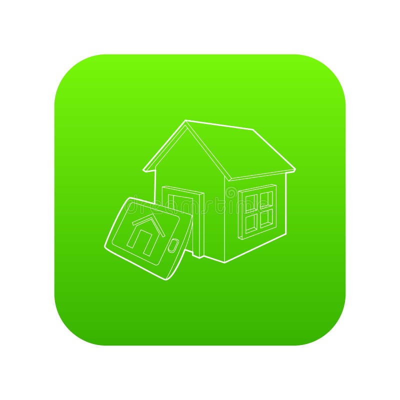 Smart Home Icon Green Vector Stock Vector - Illustration of mansion ...
