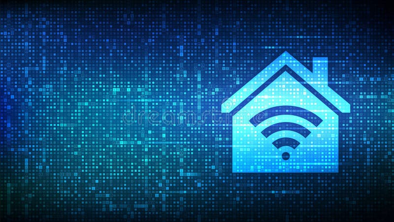 Smart Home Icon Made With Binary Code Automation Control System Concept Smart Home Automation
