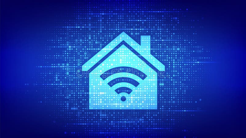 Smart Home Icon Made With Binary Code Automation Control System