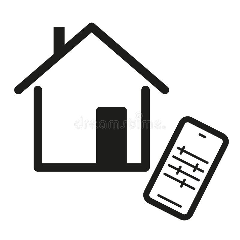 Smart Home Icon. Mobile Phone Control. House Technology Vector. Black ...