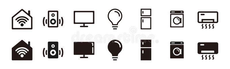 Smart Home Icon Set for All Devices in the House Vector Line Symbol ...