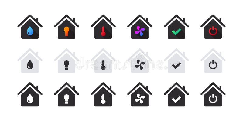 Smart Home Icon Set. Smart House with Functional Icons Stock Vector ...