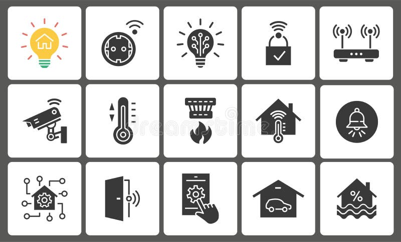 Smart Home Icon Set. Illustrations Isolated on White Stock Illustration ...
