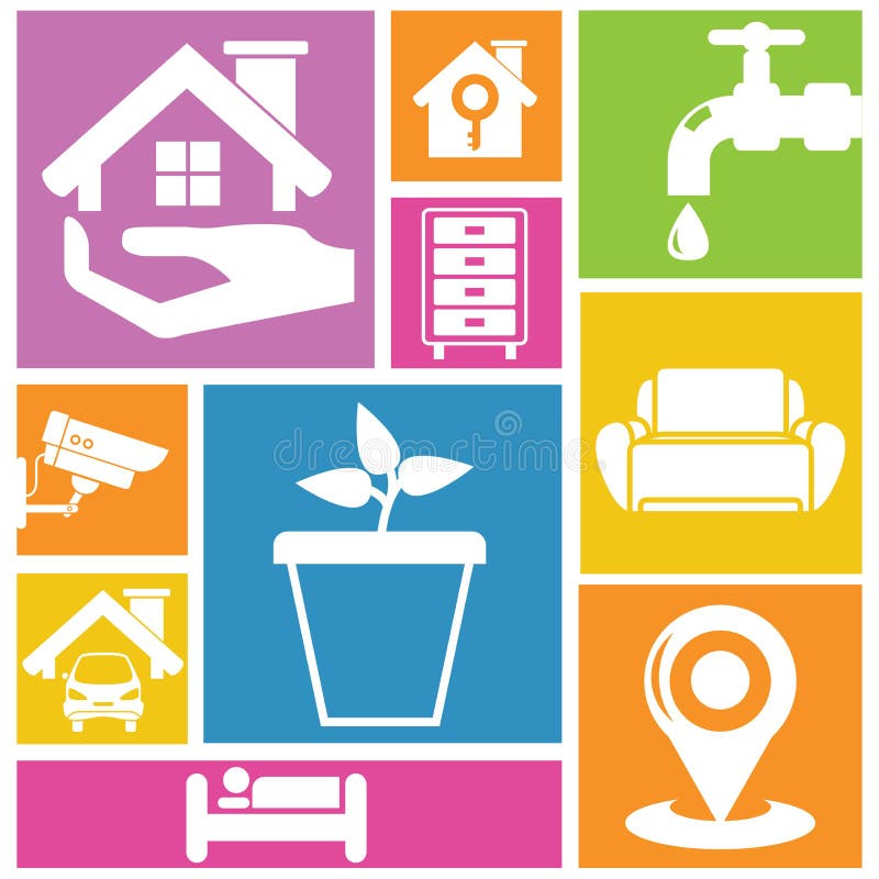 Home and furniture icons stock illustration. Illustration of graphic ...