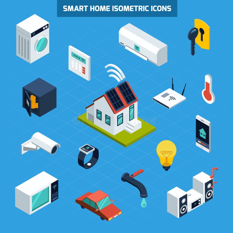 Smart Home Icons Set stock vector. Illustration of home - 210942238