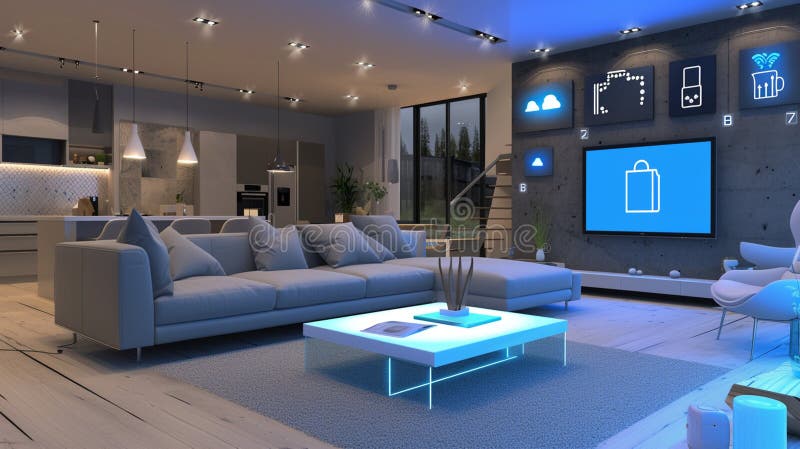 Smart Home Innovation Room Interior . Generative Ai Stock Illustration ...
