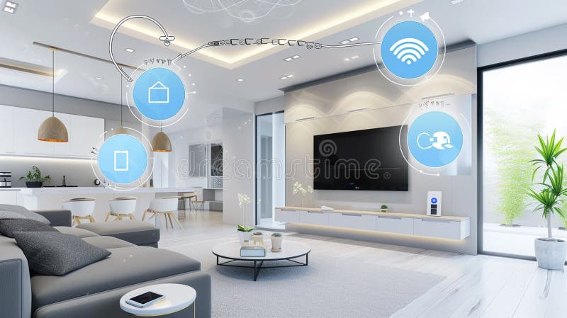Smart Home Innovation Room Interior . Generative Ai Stock Illustration ...