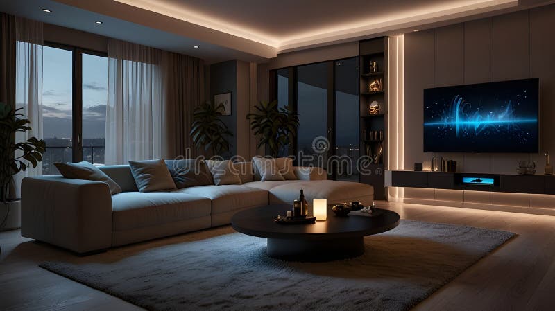 Smart Home-inspired Living Room with Mood Lighting and an Interactive ...