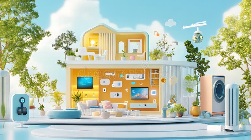 Smart Home with Interconnected Devices, Depicting the Internet of ...