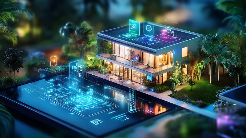 Smart Home with Interconnected Devices, Depicting the Internet of ...