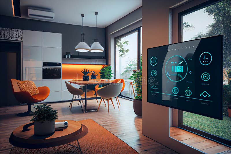 Smart Home Interface with Augmented Realty of IOT Stock Illustration ...