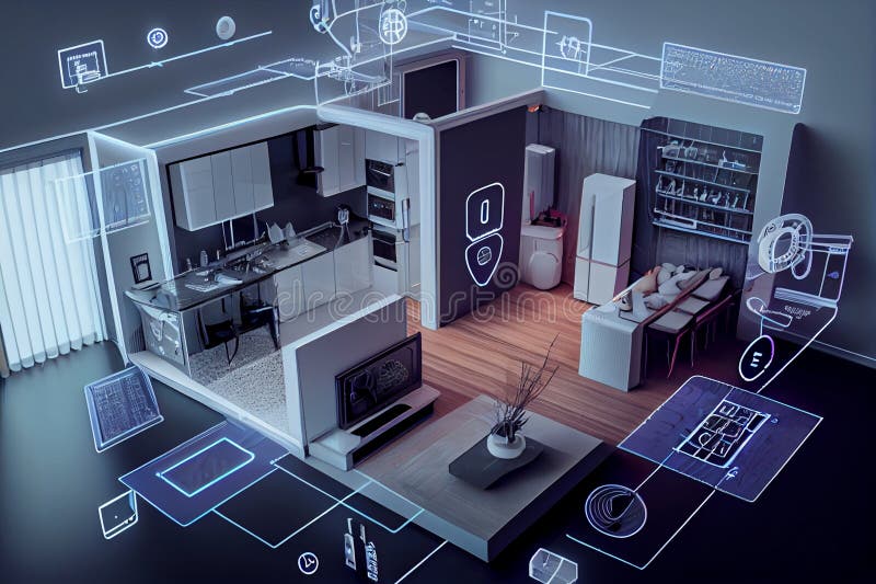 Smart Home Interface with Augmented Realty of IOT Stock Illustration ...