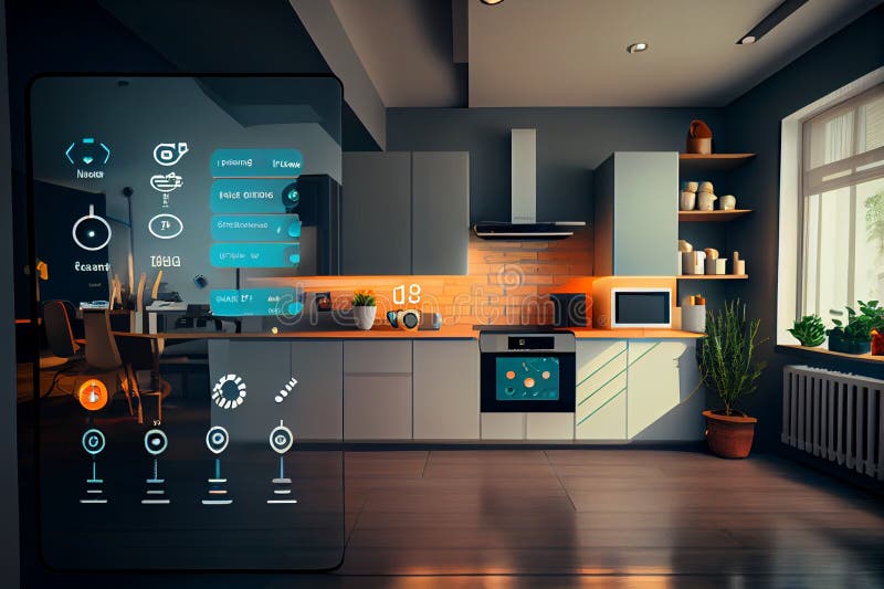 Smart Home Interface with Augmented Realty of IOT Stock Illustration ...