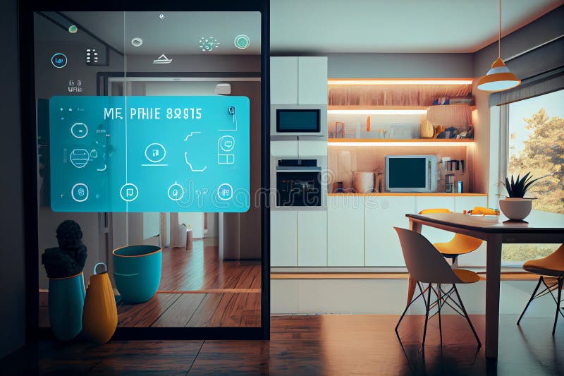 Smart Home Interface with Augmented Realty of IOT Stock Illustration ...