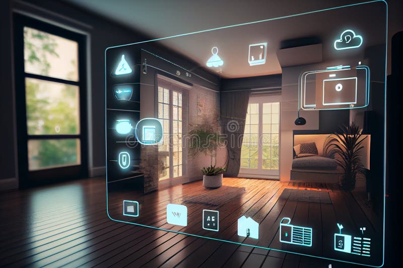 Smart Home Interface with Augmented Realty of IOT Stock Illustration ...