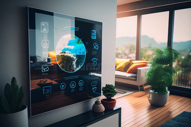 Smart Home Interface with Augmented Realty of IOT Stock Illustration ...