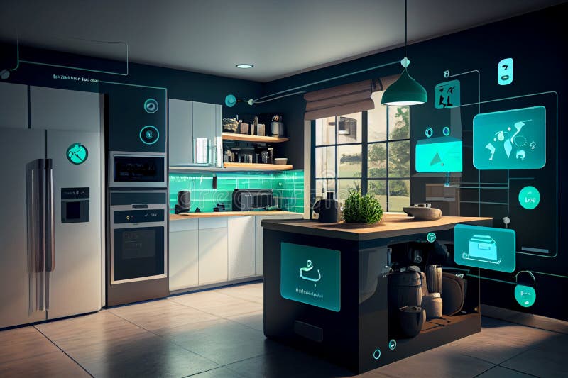 Smart Home Interface with Augmented Realty of IOT Stock Illustration ...