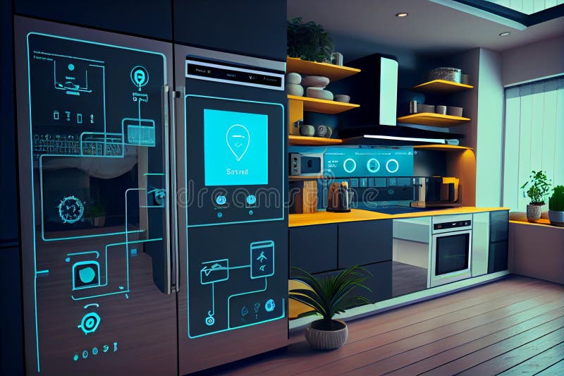 Smart Home Interface with Augmented Realty of IOT Stock Illustration ...