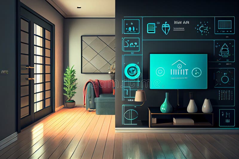 Smart Home Interface with Augmented Realty of IOT Stock Illustration ...