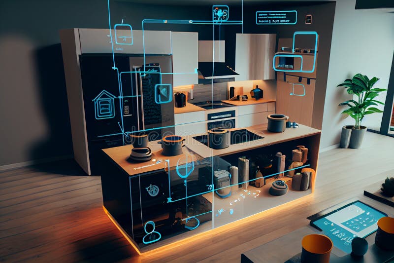 Smart Home Interface with Augmented Realty of IOT Stock Illustration ...
