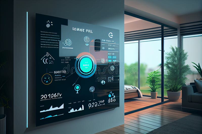 Smart Home Interface with Augmented Realty of IOT Stock Illustration ...