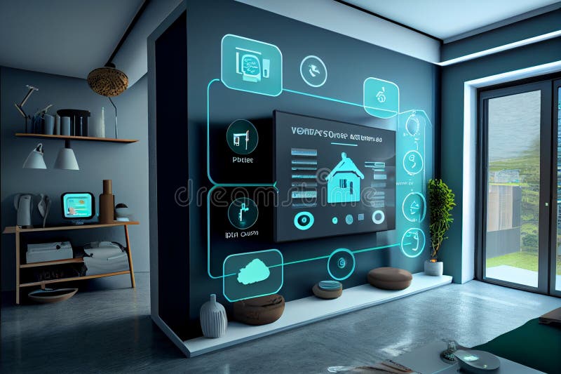 Smart Home Interface with Augmented Realty of IOT Stock Illustration ...
