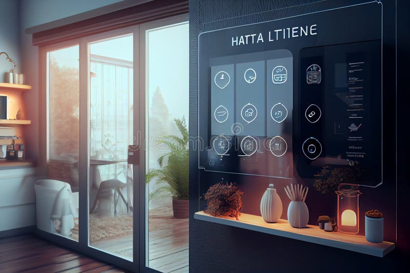 Smart Home Interface with Augmented Realty of IOT Stock Illustration ...