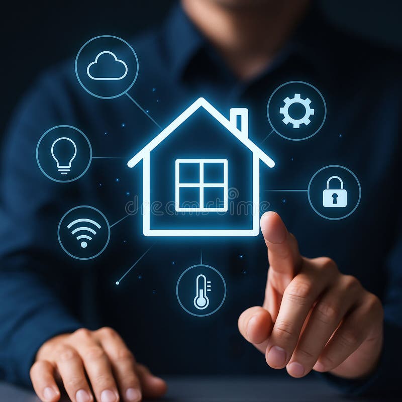 Smart Home Interface with Automation and Security Icons Unique Design ...