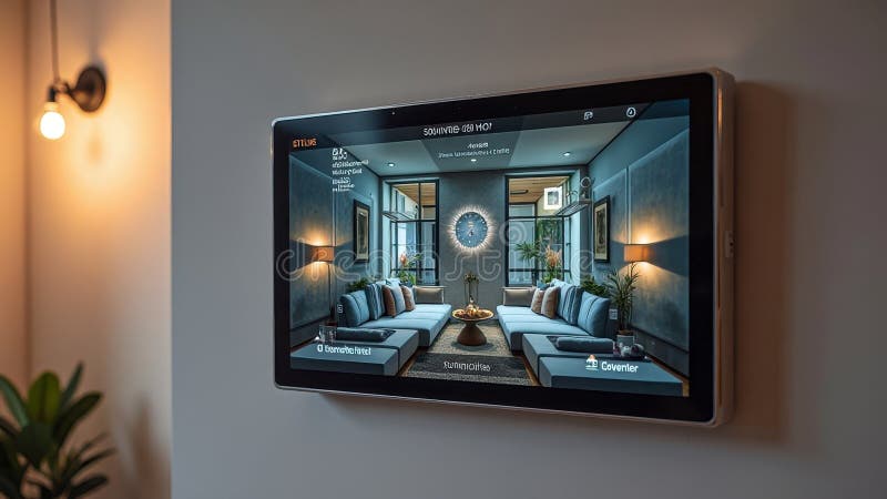 Smart Home Interface Displaying Modern Living Room Lighting Control ...