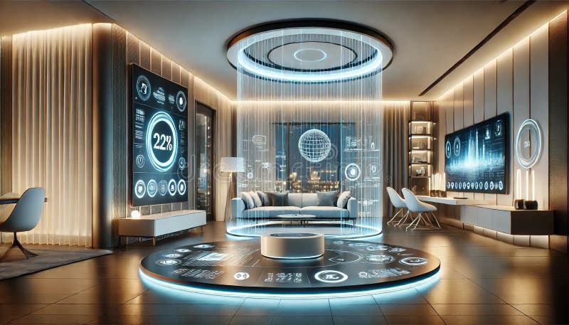 High-tech Ultra-Modern Smart Home Featuring Interactive Digital ...