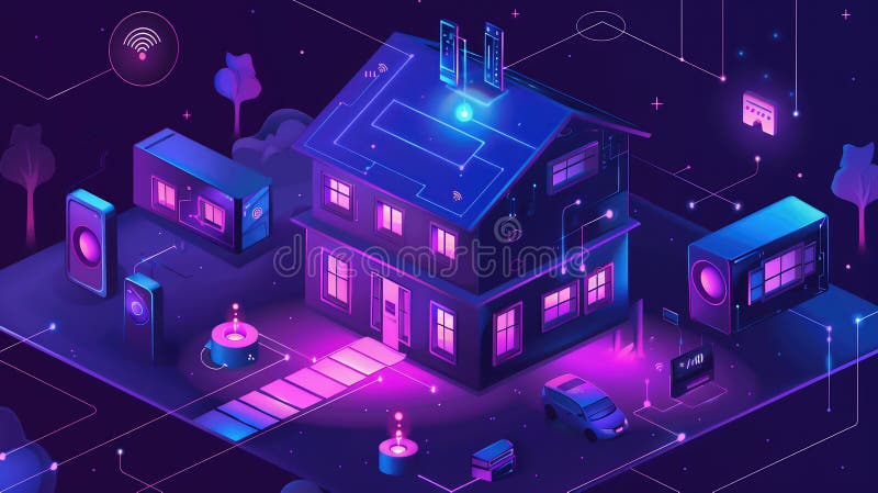 Smart Home Internet Connected Devices Isometric Colorful Flowchart with ...