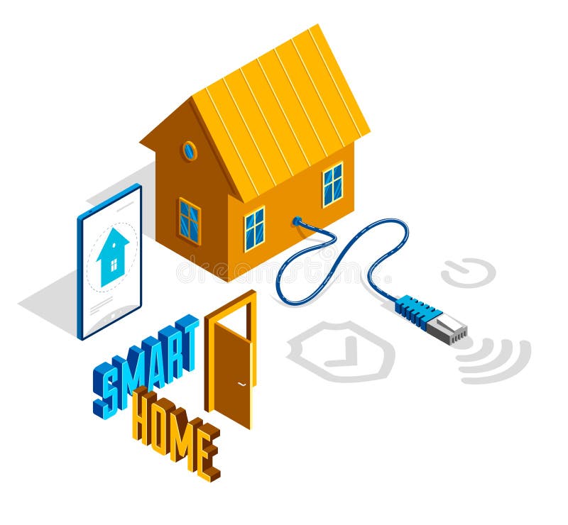 Smart Home IOT Concept Electronics Modern House Vector Isometric ...