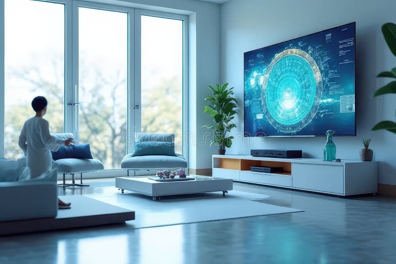 Smart Home IoT Interaction stock illustration. Illustration of features ...