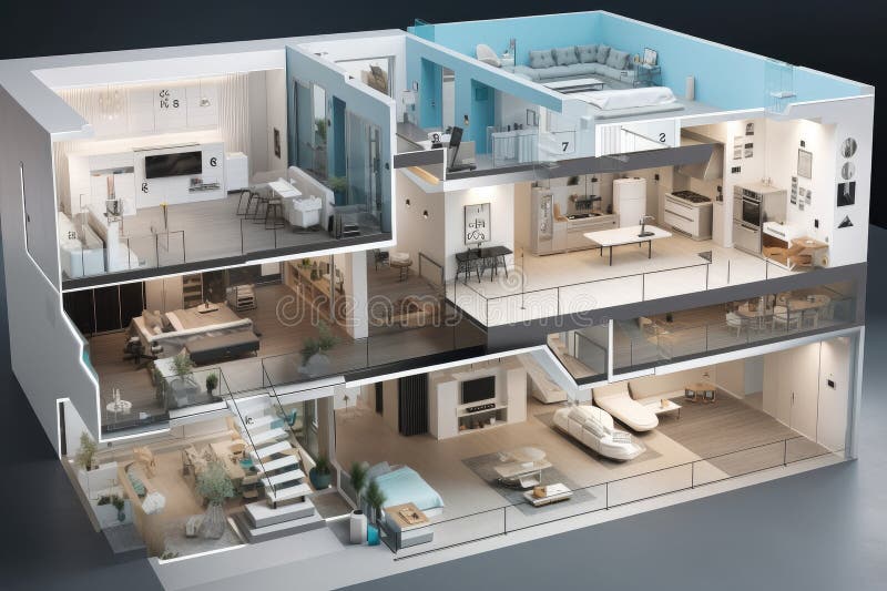 Smart Home, with Key Devices and Systems Connected To a Central Hub for ...