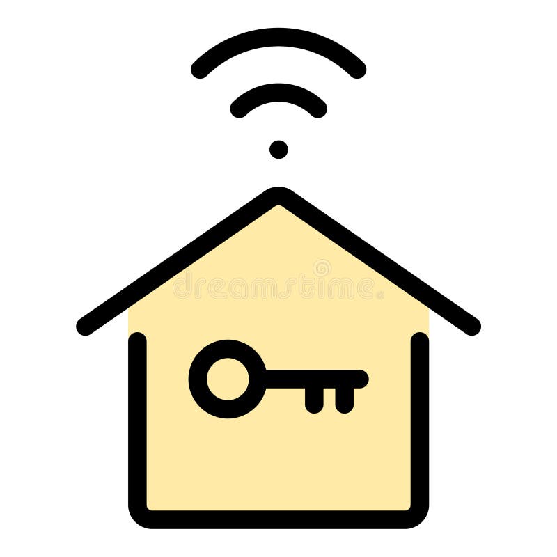Smart Home Key Icon Secure Access in Flat Line Color Style Stock Vector ...