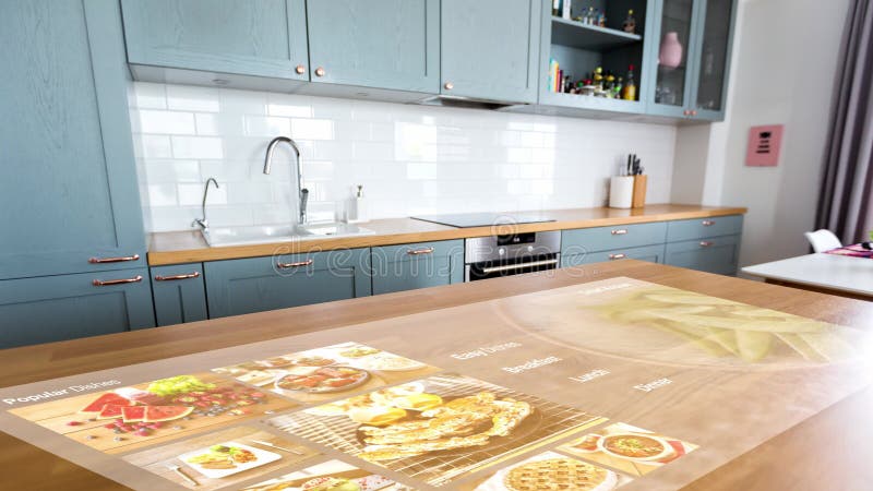 Smart Home Kitchen with Virtual Displays Stock Footage - Video of ...