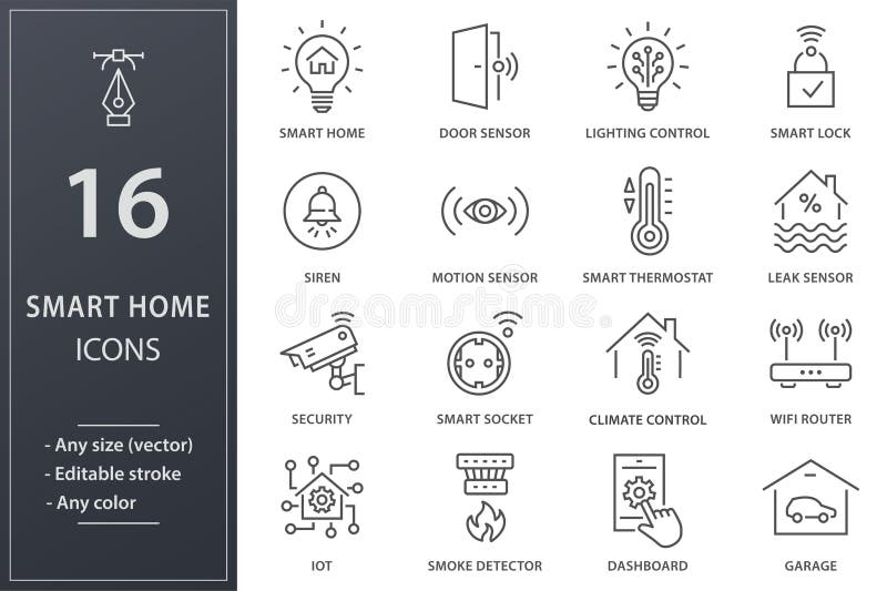 Smart home icons stock illustration. Illustration of kitchen - 75991718