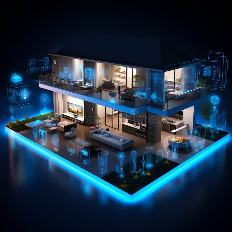Smart home model stock illustration. Illustration of screen - 304431142