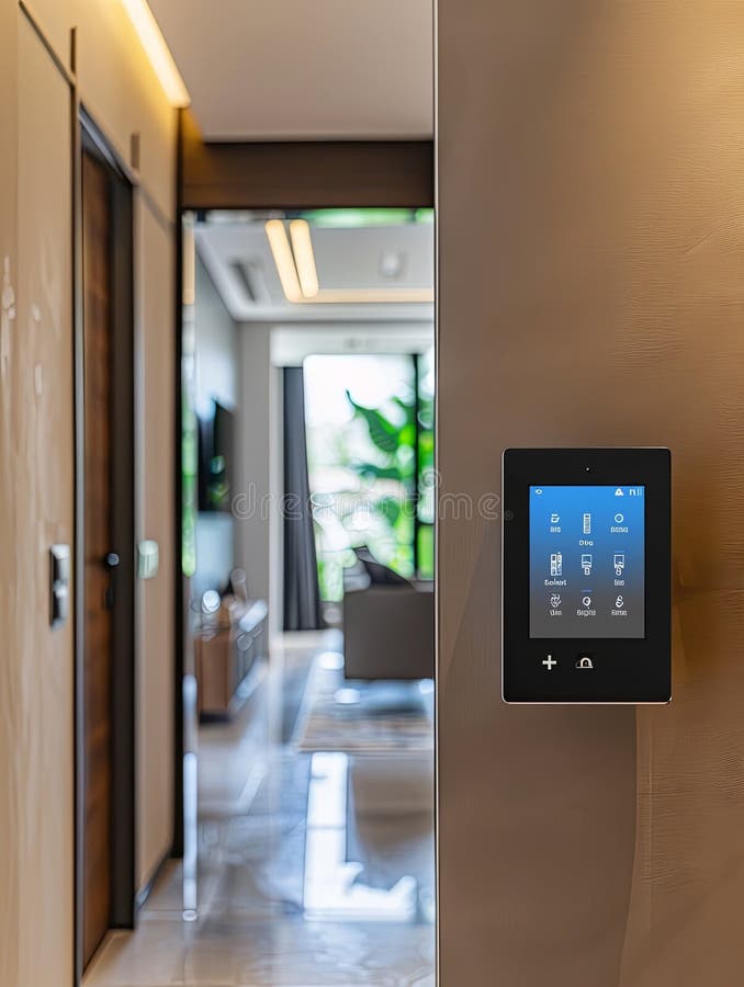 In a Smart Home, a Modern Control Panel on a Wall Offers a Touchscreen ...