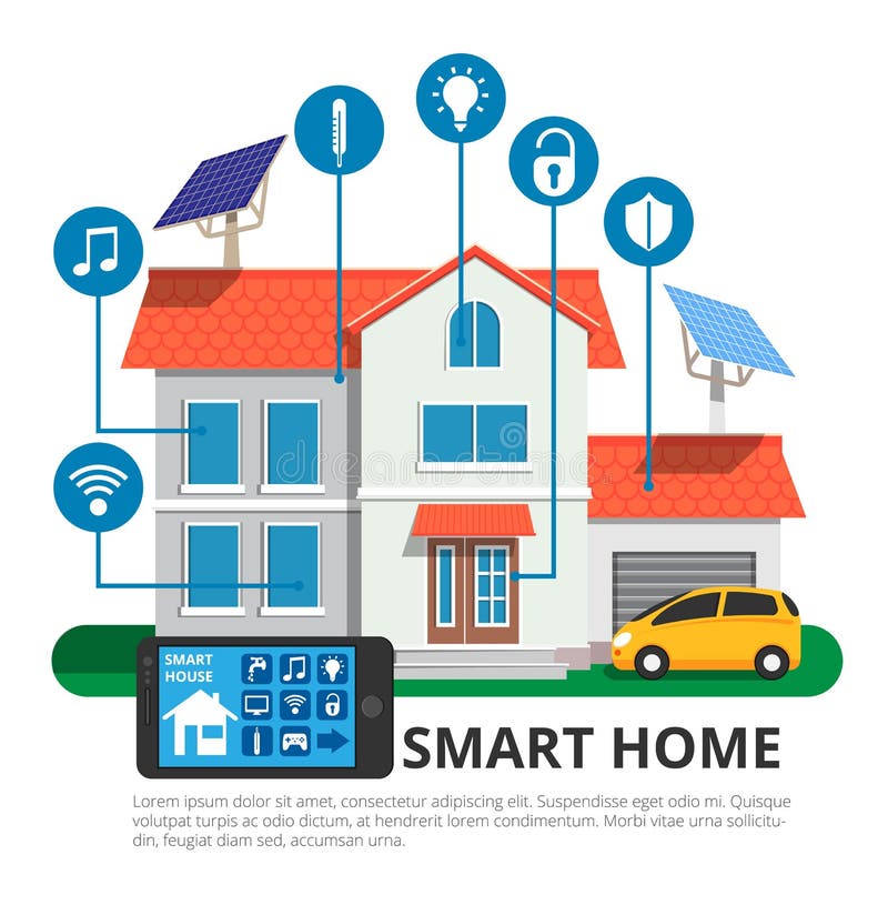 Smart Home in Modern Flat Design Style, Illustration Tech Stock ...