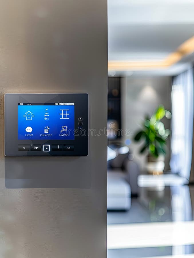 In a Smart Home, a Modern Touch Screen Panel on the Wall Gives Control ...