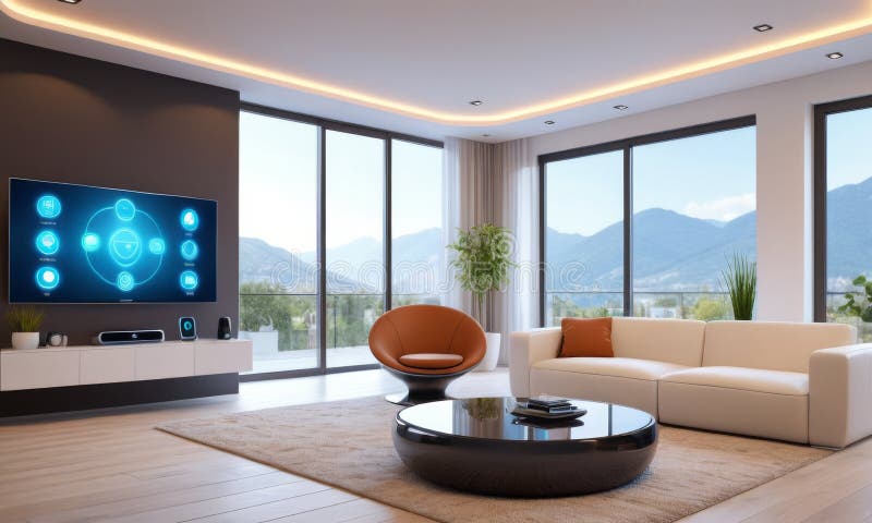 Smart Home with Mountain View Stock Photo - Image of beauty, intelligent: 311691570