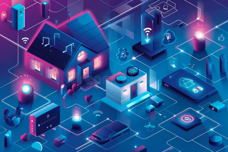 Internet Things Iot Connected Devices Smart Home Environment Stock ...