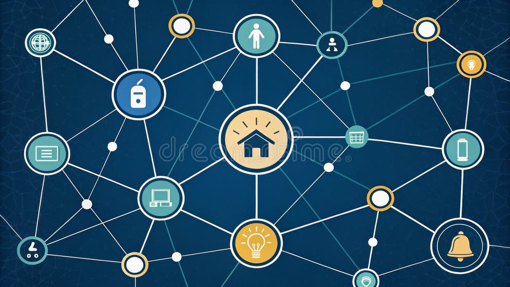 Smart Home Network Node Connectivity Visualization Stock Illustration ...